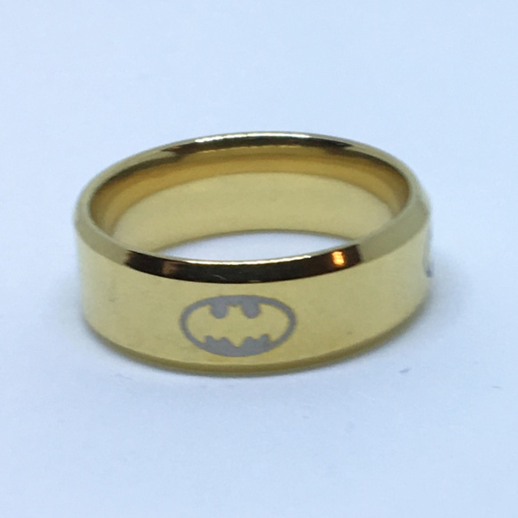 3 Royal Dazzy | Jewelry | Gold Batman Symbol On Stainless Steel Ring ...
